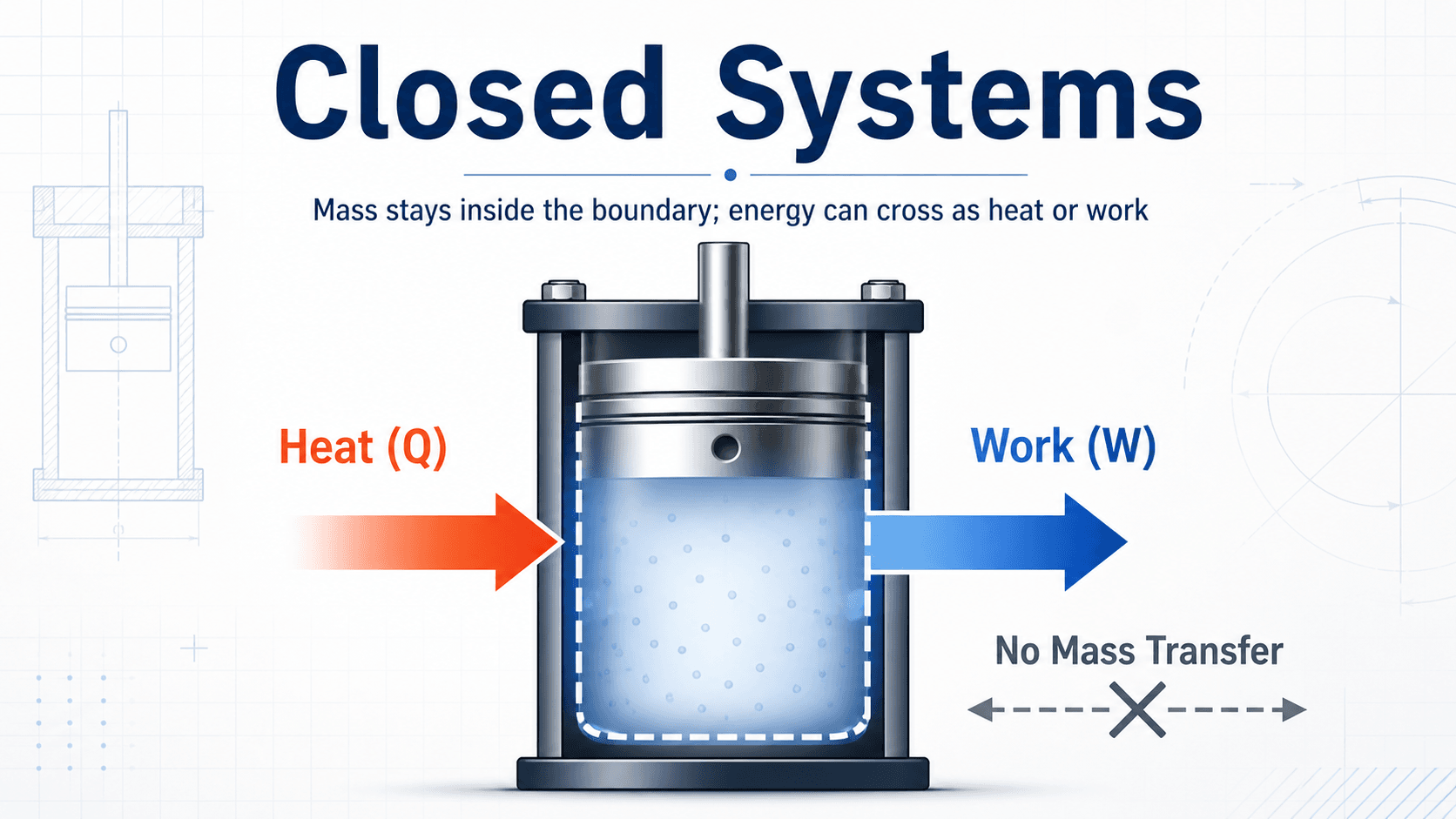Closed Systems in Thermodynamics: First Law & Examples